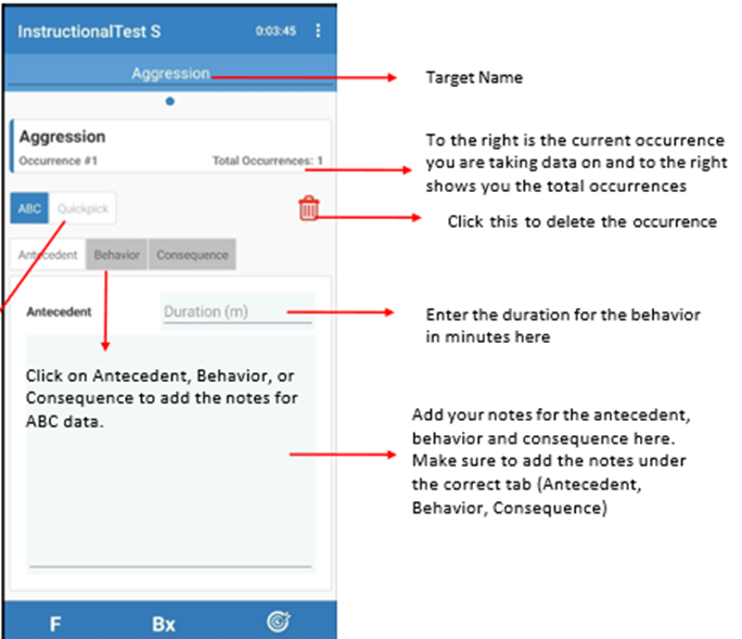 Behavior Data in Session – Applied ABC